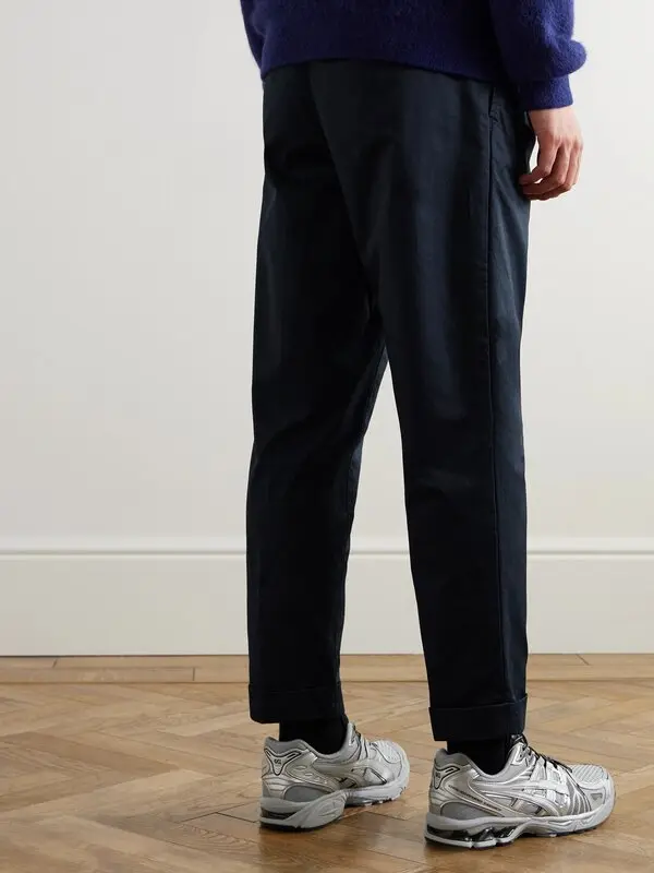 BEAMS Tapered Pleated Cotton-twill Trousers - Blue