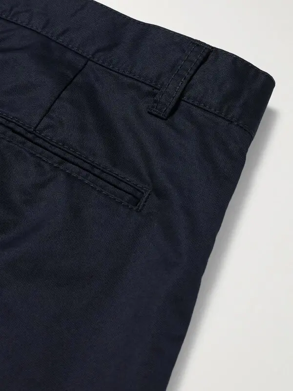 BEAMS Tapered Pleated Cotton-twill Trousers - Blue