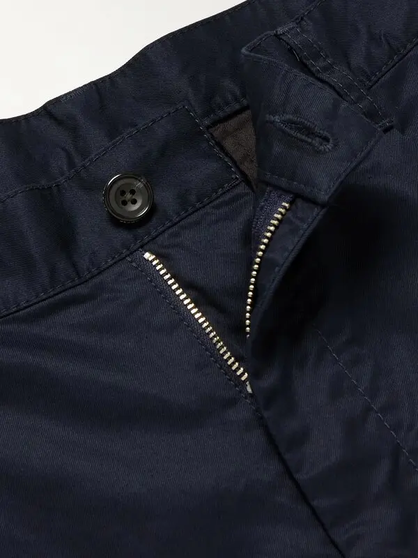 BEAMS Tapered Pleated Cotton-twill Trousers - Blue