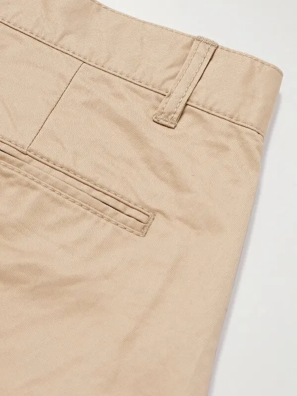 BEAMS Tapered Pleated Cotton-twill Trousers - Neutrals