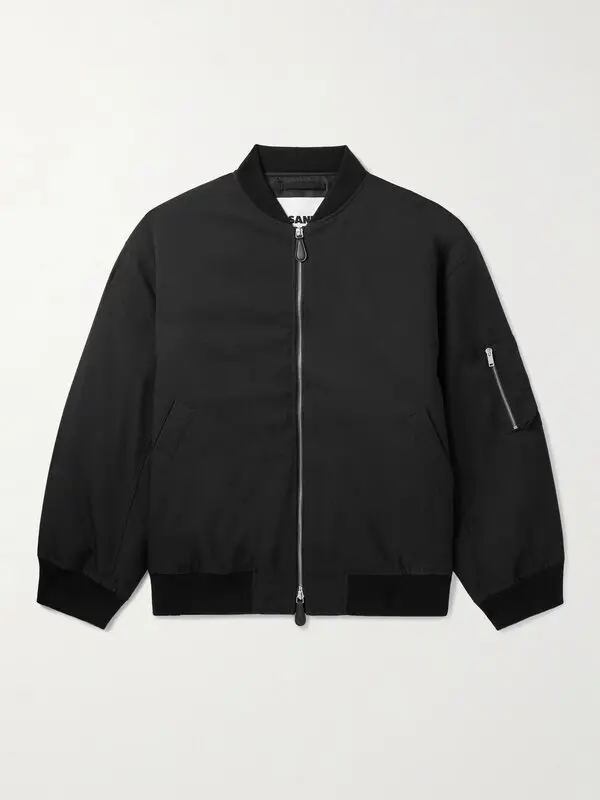 JIL SANDER Padded Gabardine Bomber Jacket - Black