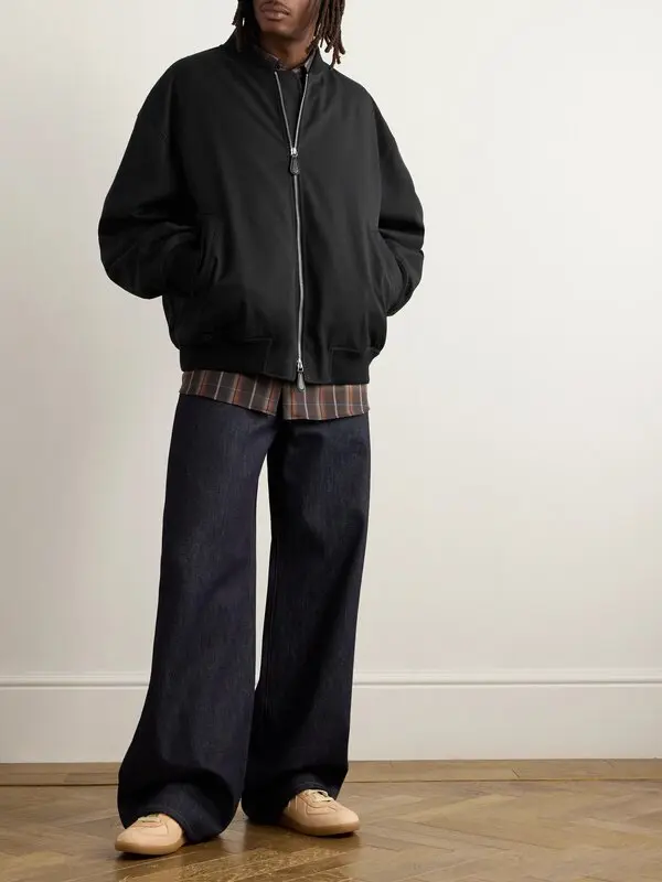 JIL SANDER Padded Gabardine Bomber Jacket - Black