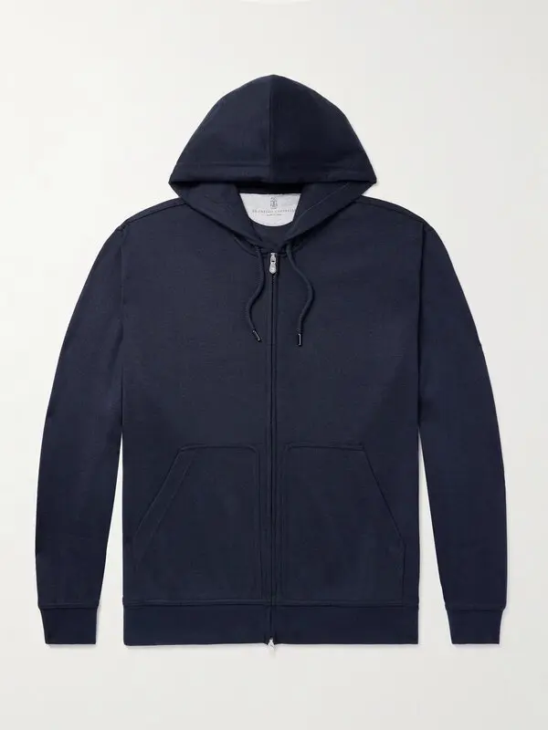 Brunello Cucinelli Cashmere-blend Zip-up Hoodie - Blue