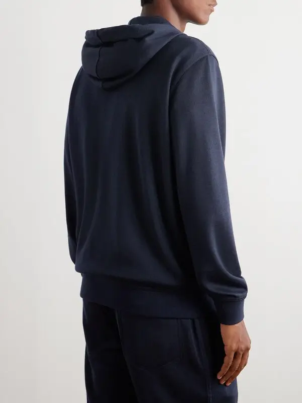 Brunello Cucinelli Cashmere-blend Zip-up Hoodie - Blue