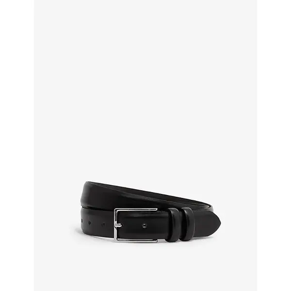 REISS Dante Adjustable Leather Belt - Black