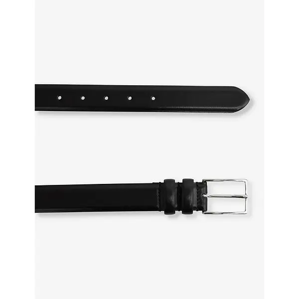 REISS Dante Adjustable Leather Belt - Black