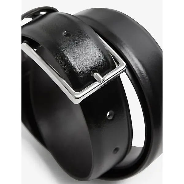 REISS Dante Adjustable Leather Belt - Black