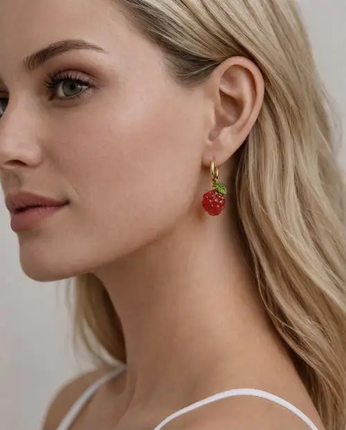 SEREE Harvest Agate Charm Hoop Earrings - Pink