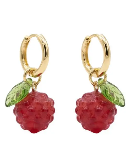 SEREE Harvest Agate Charm Hoop Earrings - Pink