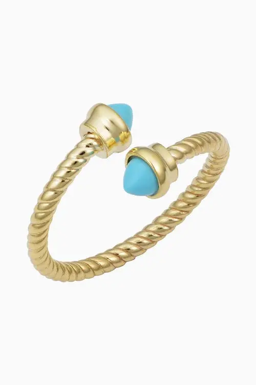 ORADINA 14k Turquoise Finger Ring - Yellow Gold