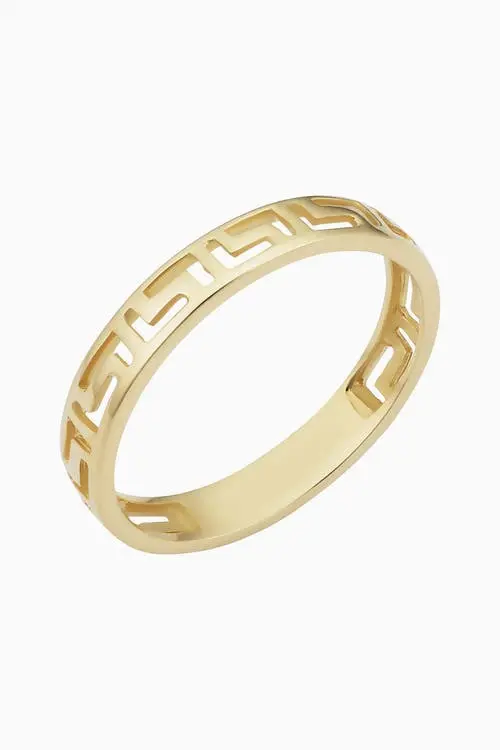 ORADINA 14k Greek Key Band Ring - Yellow Gold