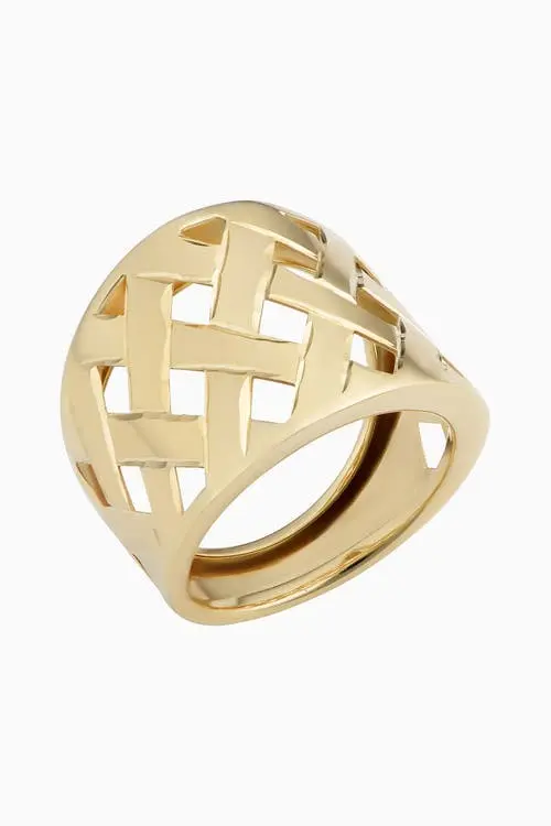 ORADINA 14k Basket Weave Ring - Yellow Gold