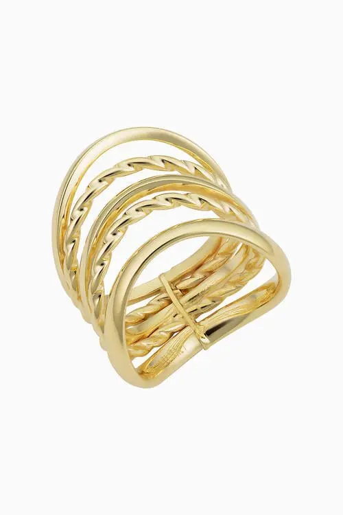 ORADINA 14k Wavy Stack Ring - Yellow Gold