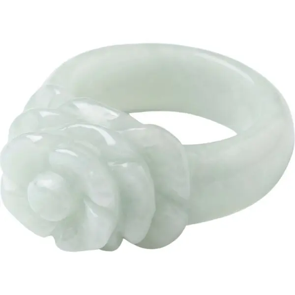 SEREE Rose Jade Ring - Off White