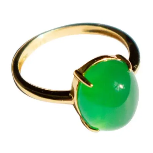 SEREE Dew Green Quartzite Stone Ring - Bright Green