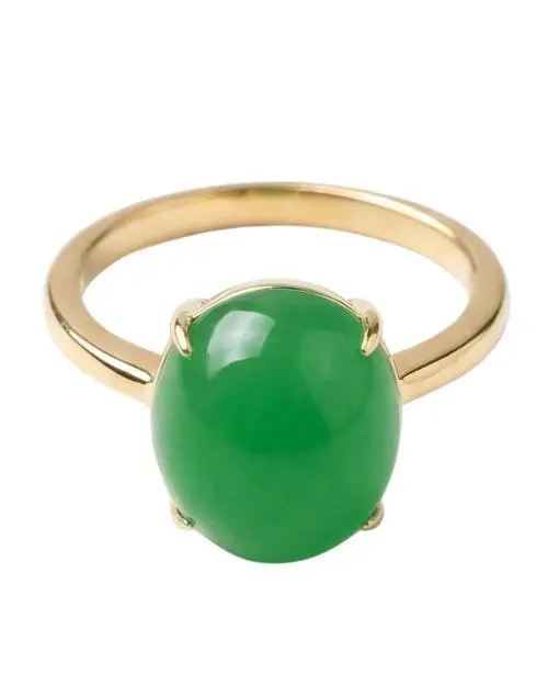 SEREE Dew Green Quartzite Stone Ring - Bright Green