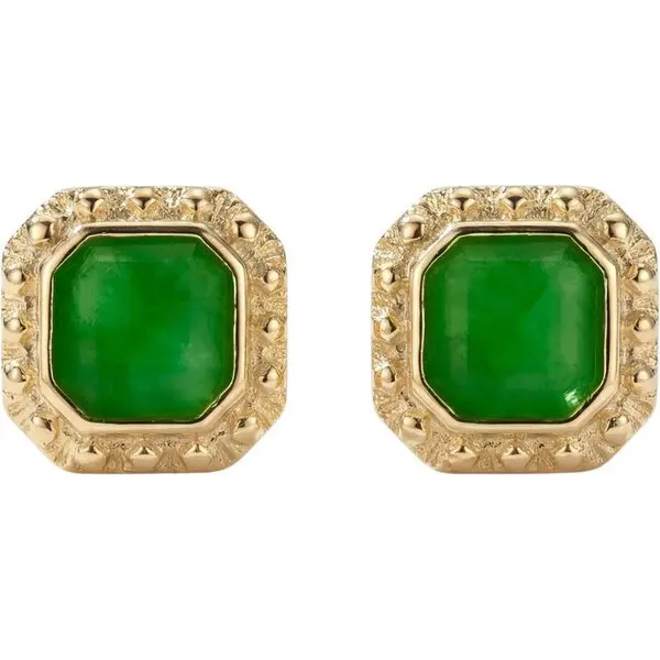 SEREE Park Green Jade Square Stud Earrings - Bright Green