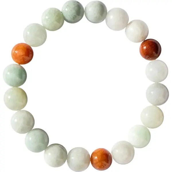 SEREE Pea Beaded Jade Bracelet - Off White