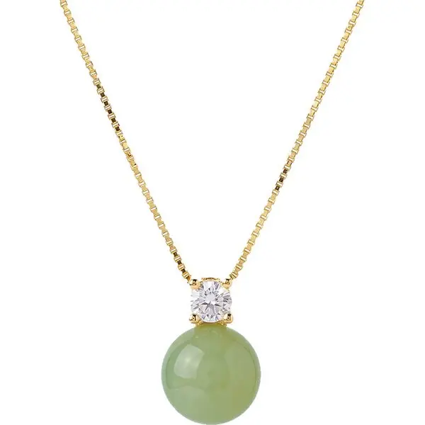 SEREE Esther Jade And Zircon Necklace - Light Green