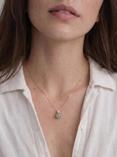 SEREE Esther Green Jade And Zirconia Pendant Necklace - Light Green