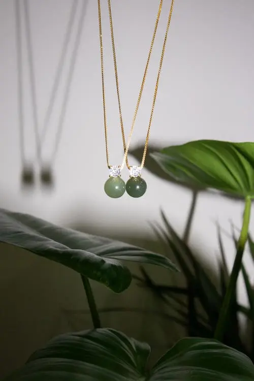 SEREE Esther Green Jade And Zirconia Pendant Necklace - Light Green