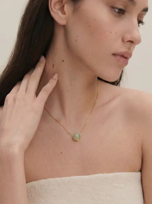 SEREE Equinox Bead Necklace - Light Green