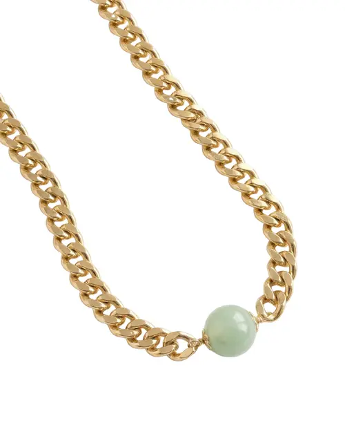 SEREE Charlotte Green Jade-tone Chain Necklace - Gold