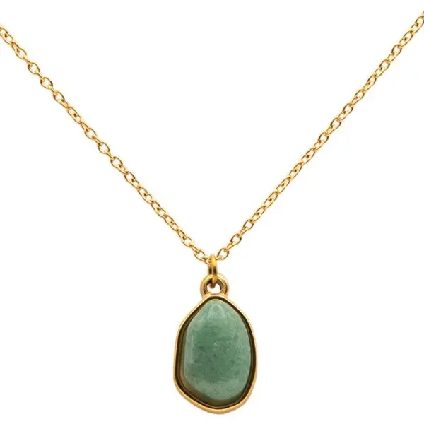 SEREE Puzzle Pebble Jade Stone Pendant Necklace - Light Green