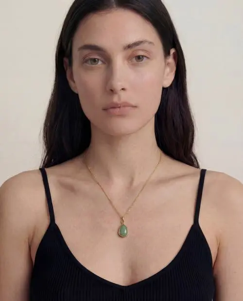 SEREE Puzzle Aventurine Pendant Necklace - Light Green