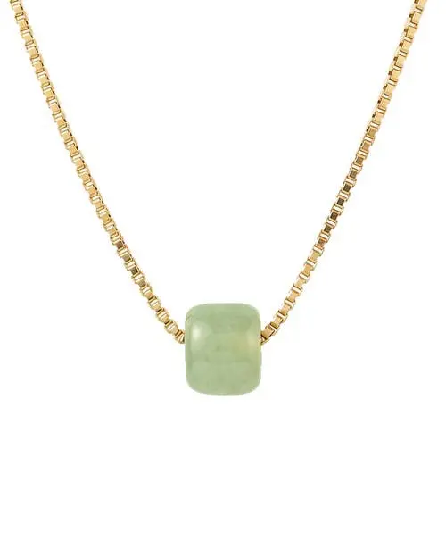 SEREE Beetle Green Bead Jade Necklace - Light Green