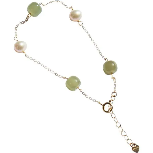 SEREE Olivia Jade Pearl Bracelet - Light Green
