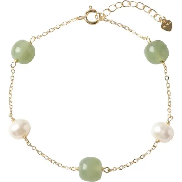 SEREE Olivia Jade Pearl Bracelet - Light Green