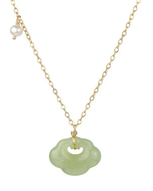 SEREE Cloud Green Jade Pendant Necklace - Light Green