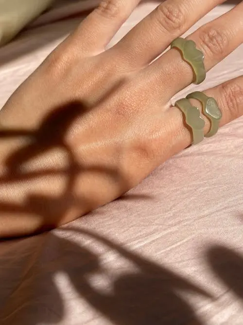 SEREE Heart Jade Ring - Light Green