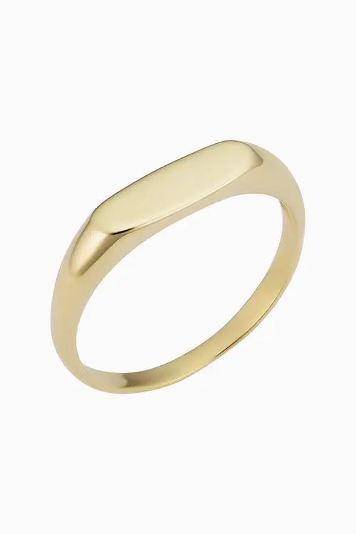 ORADINA 14k Florence Linear Signet Ring - Yellow Gold
