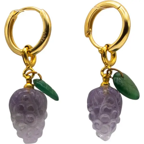 SEREE Harvest Grape Jade And Agate Charm Earrings - Purple