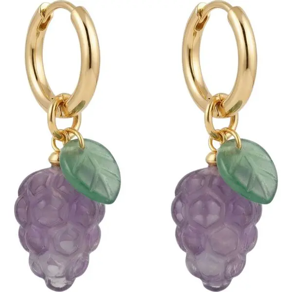 SEREE Harvest Grape Jade And Agate Charm Earrings - Purple