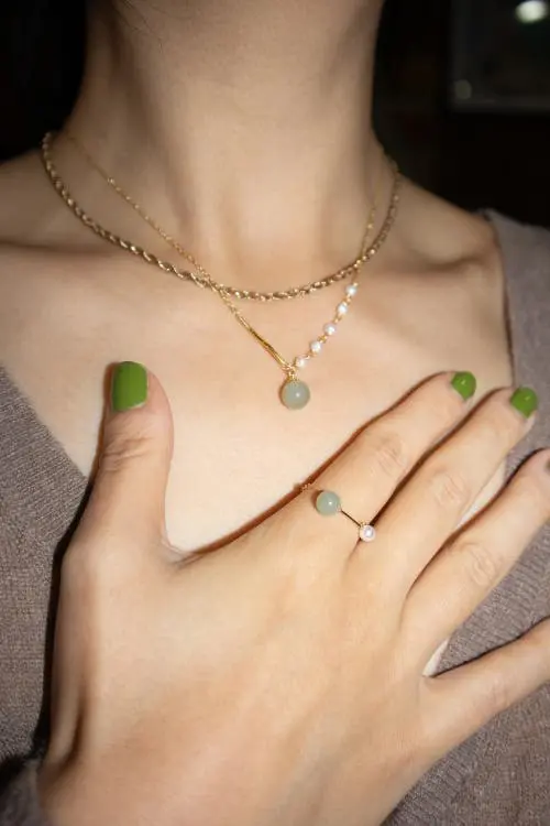 SEREE Isla Jade And Pearl Pendant Necklace