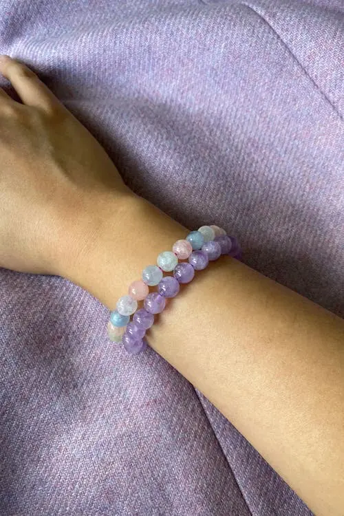 SEREE Billie Multi-crystal Beaded Bracelet - Purple