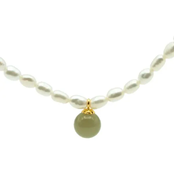 SEREE Belle Pearl And Jade Choker - Light Green