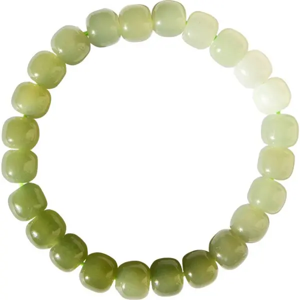 SEREE Ombre Beaded Nephrite Bracelet - Green