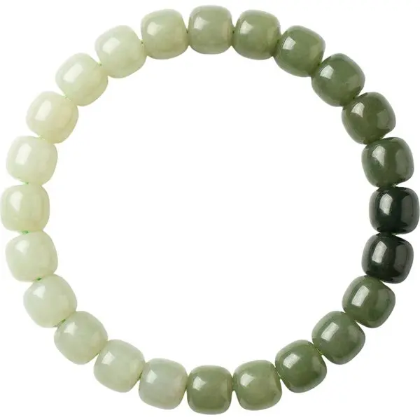 SEREE Ombre Beaded Nephrite Bracelet - Green