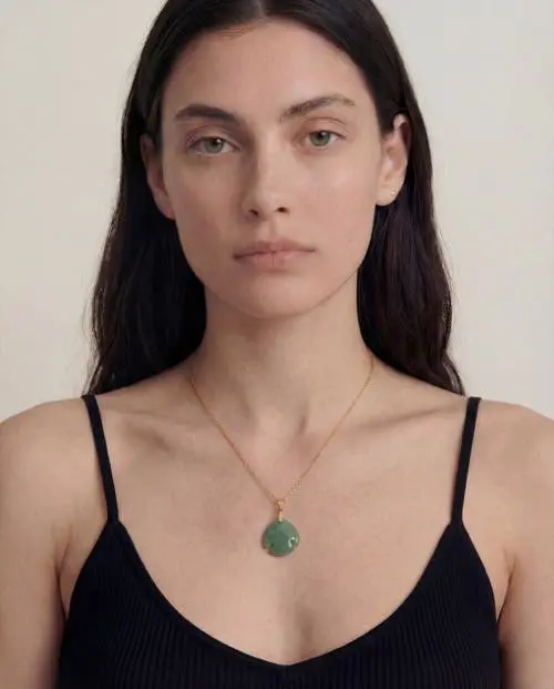 SEREE Zodiac Pisces Aventurine Pendant Necklace - Light Green