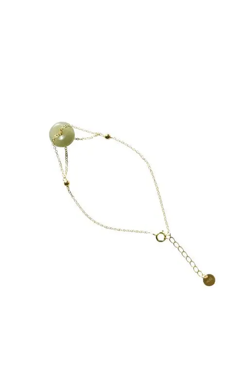 SEREE Coin Gold Plated Bracelet - Light Green