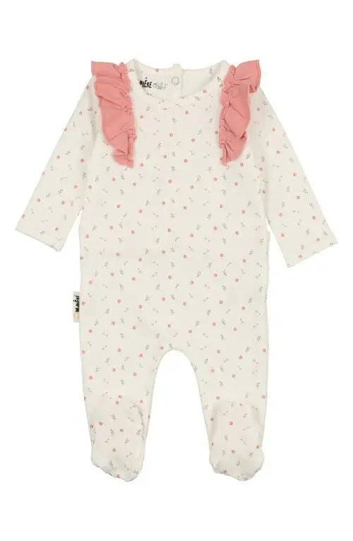 MANIÈRE Petals & Polka Dots Footie - White