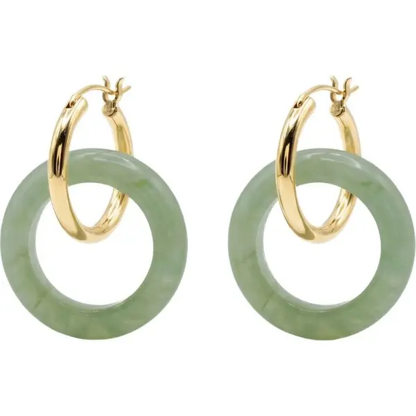 SEREE Amelie Quartzite Hoop Earrings - Light Green