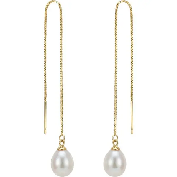 SEREE Lilith Pearl Thread Earrings - White