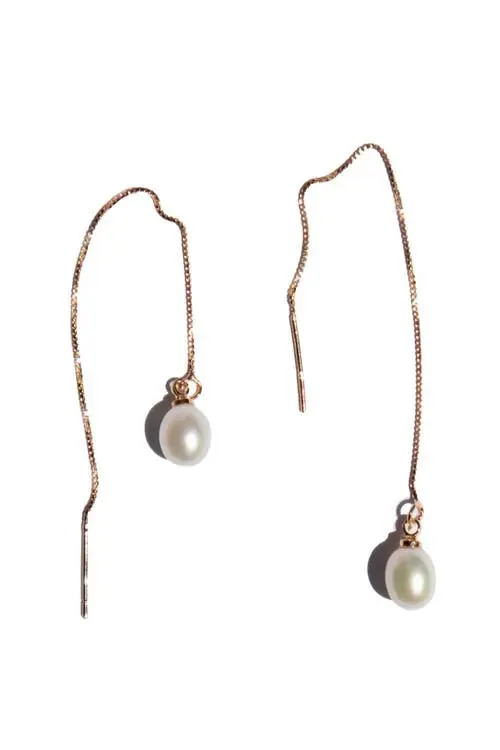 SEREE Lilith Pearl Thread Earrings