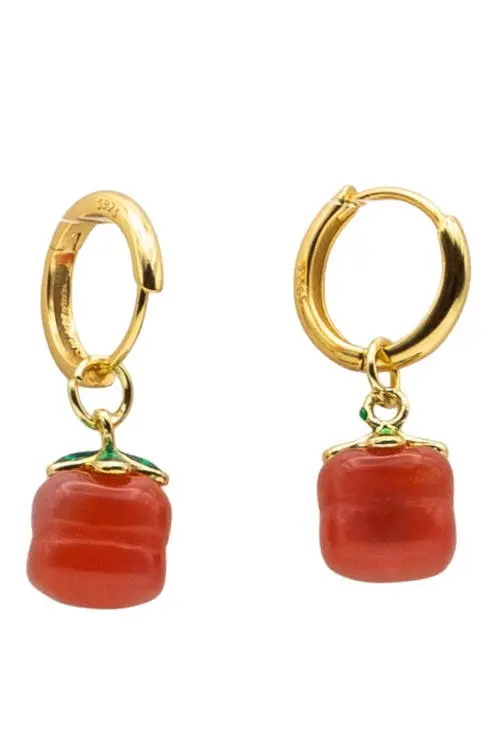 SEREE Harvest Persimmon Jade And Agate Earrings - Pink