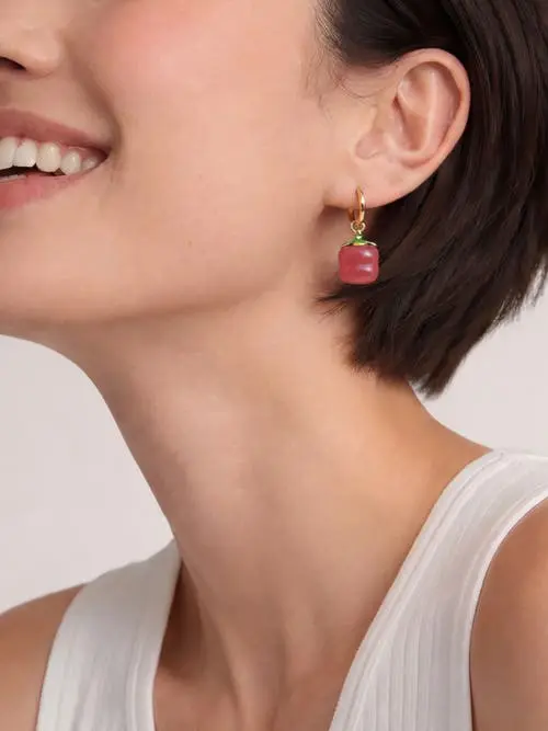 SEREE Harvest Agate Charm Earrings - Pink
